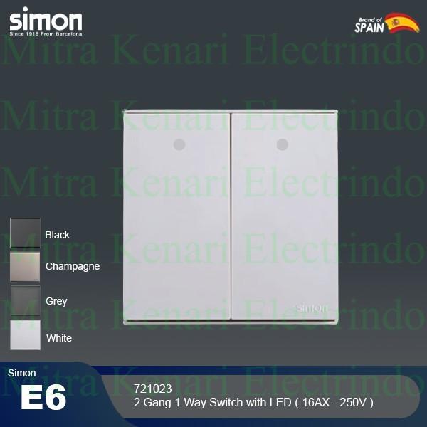 Jual SIMON E6 2 Gang 1 Way Switch with LED ( 16AX - 250V ) 721023 ...