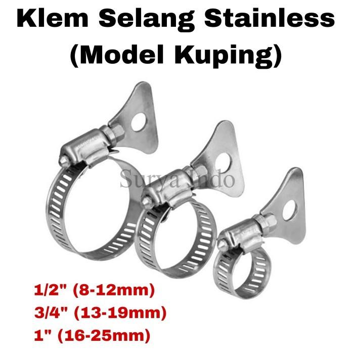 KLEM KUPING STAINLESS 1/2" 3/4" 1" KLEM SELANG KUPU KUPU RIN - Shop ...