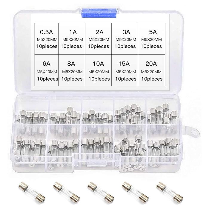 Jual 100 Pcs Fast-Blow Glass Tube Fuse Kit 250V 5 x 20mm 0.5A 1A 2A 3A ...