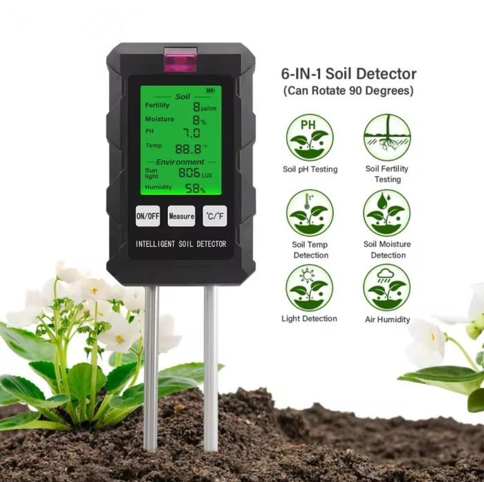 Jual Digital 6 in 1 Soil PH Meter Kesuburan Tanah Kelembaban Intensitas ...