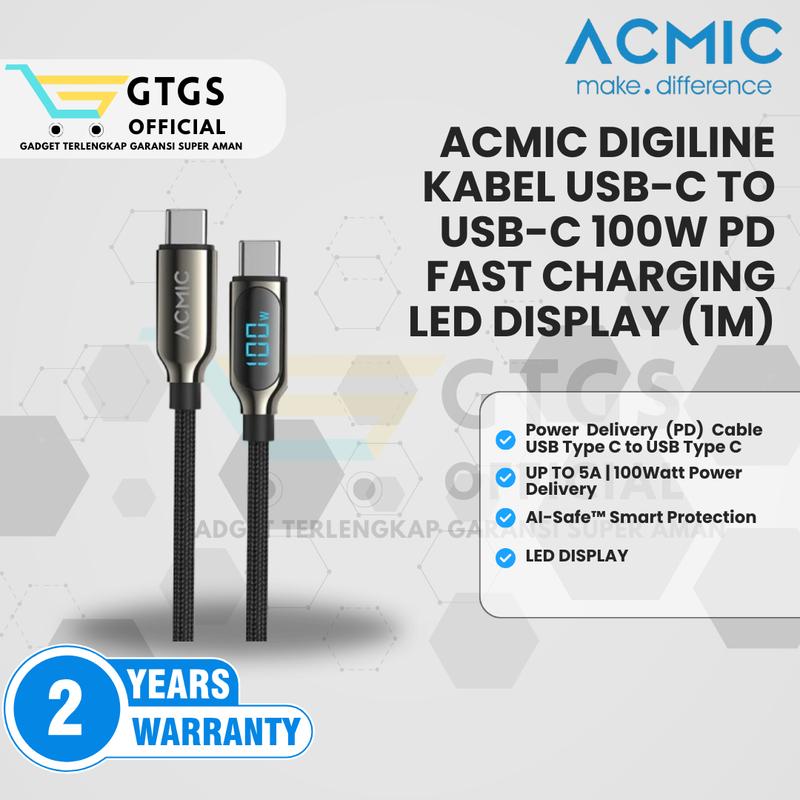 ACMIC DIGILINE Kabel USB-C to USB-C 5A 100W PD Fast Charging 1 Meter ...