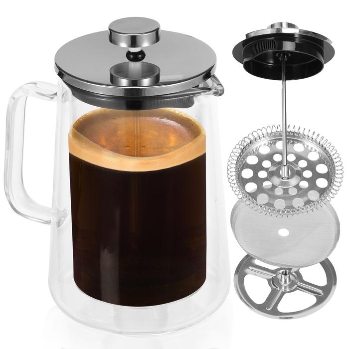 Jual 350-1000ml French Press Coffee Pot Clear Double Layer Glass Coffee ...