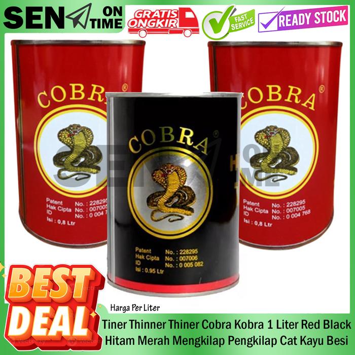 Jual 1 Liter Ltr Kaleng Botol Tiner Thinner Thiner Cobra Kobra Ular ...