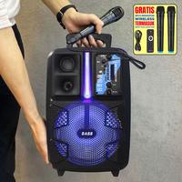 Jual Speaker Bluetooth Karaoke Wireless 8.5 Inch FLECO F-8808 LED Super ...