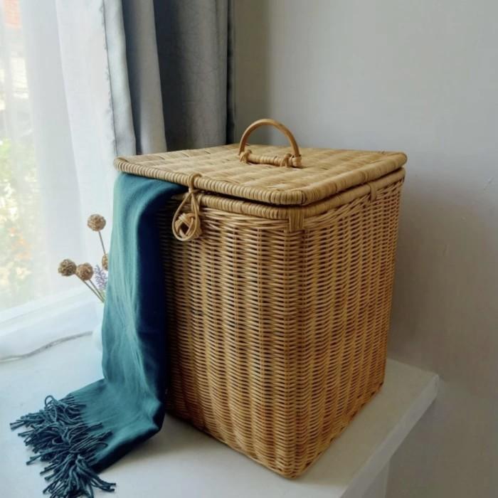 Jual keranjang rotan laundry persegi besar - M natural - M natural ...