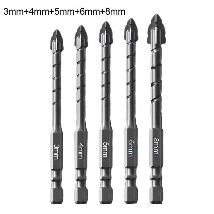 Jual 5pcs Drill Bits Four-Flute Eccentric Drill Drilling Glass Tile ...