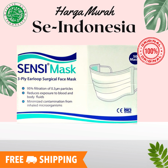 Jual MASKER SENSI 3 PLY EARLOOP SURGICAL SENSI MASK ISI 50 PCS ...