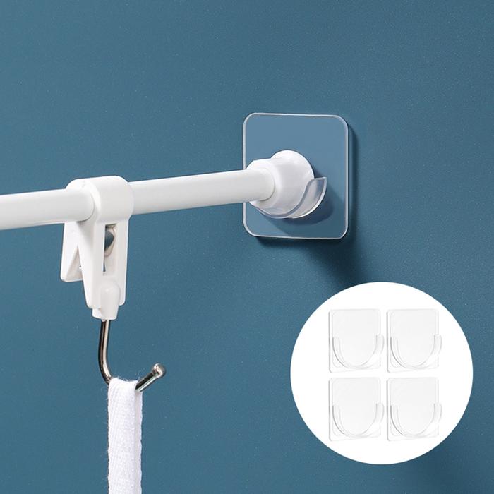 Jual Strong Curtain Rod Bracket Holder Hooks For Wall Adhesive Bathroom ...