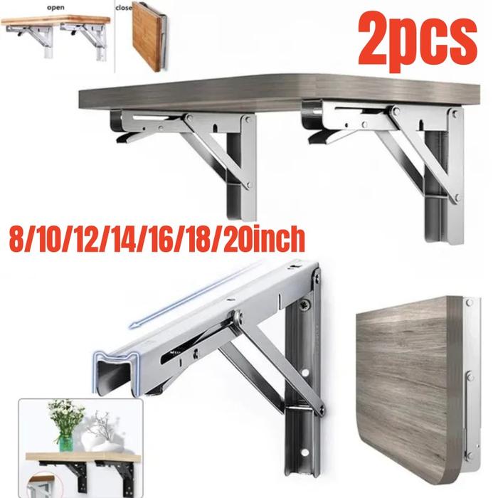 Jual 8/10/12/14/16/18/20Inch 2pcs Triangle Folding Angle Bracket Heavy ...