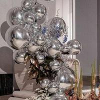 Jual 10Pcs Silver 4D Round Balloons 10 18 22 32inch Large Metallic ...