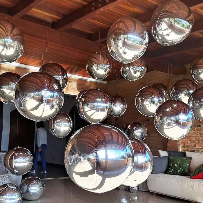 Jual 10Pcs Silver 4D Round Balloons 10 18 22 32inch Large Metallic ...