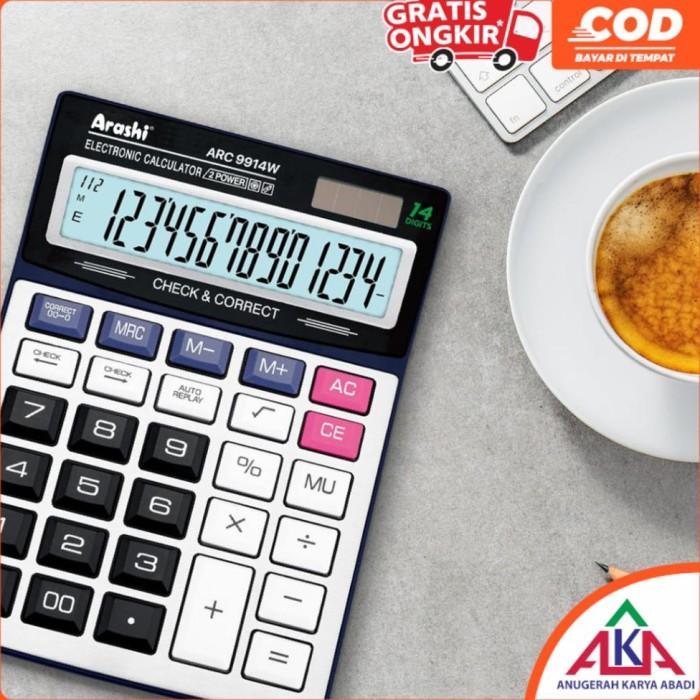 Arashi Kalkulator Meja 12 / 14 Digit Calculator Solar Panel Display ...