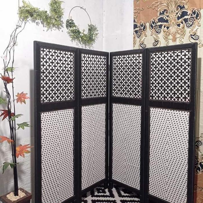 sketsel partisi penyekat ruangan portable rotan sintetis 4 daun - Shop ...