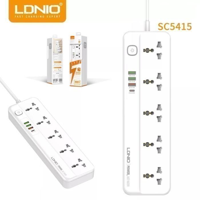 LDNIO SC5415 DEFENDER SERIES - Colokan Listrik 5 Socket 4 USB Port ...