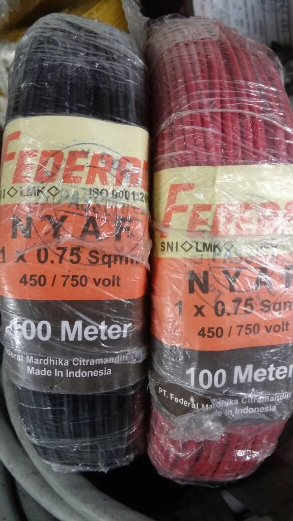 Jual Kabel NYAF 0,75 0.75 mm FEDERAL Roll 100 Meter Listrik Serabut ...