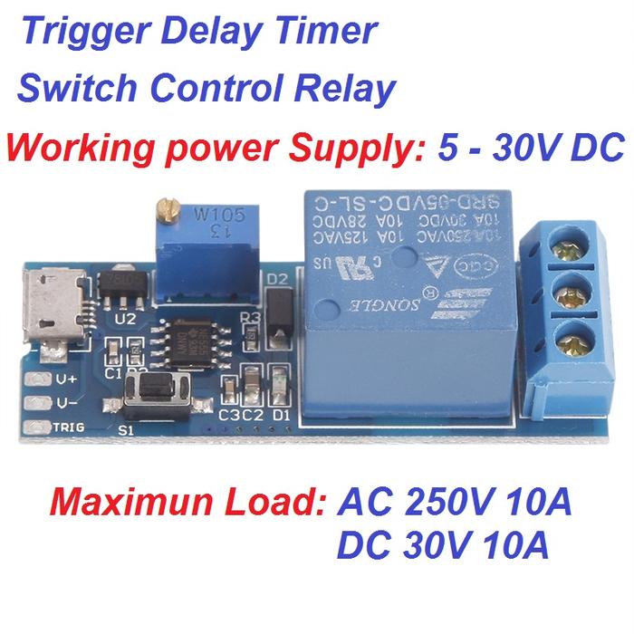 Jual Delay Relay in 5-30v out 10A 250VAC Trigger Timer Switch Control ...
