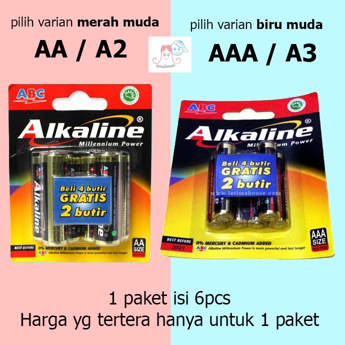 Battery ABC Alkaline AA / AAA / A2 / A3 - baterai - 6pcs - Shop | Tokopedia