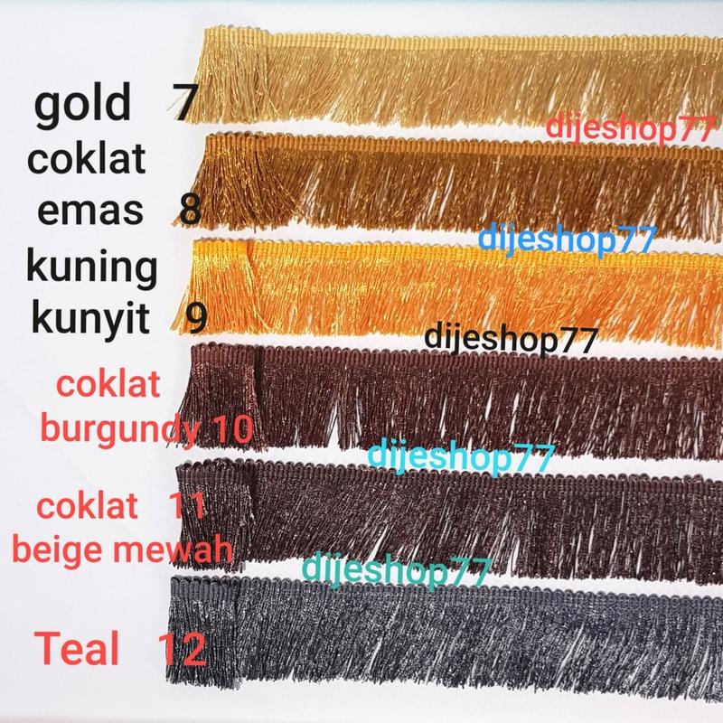Renda rumbai / gombyok / rumbai halus mengkilap / renda baju /dekorasi ...