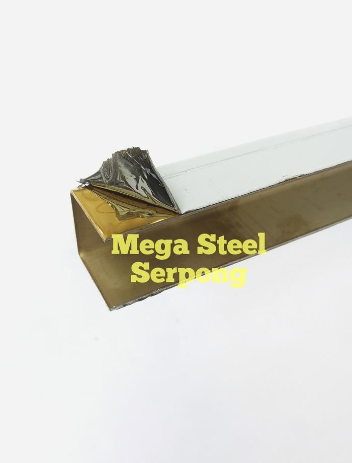 Jual List Lis U Mirror Stainless Steel Gold uk. 1 x 1 x 1 cm, Panjang 1 ...