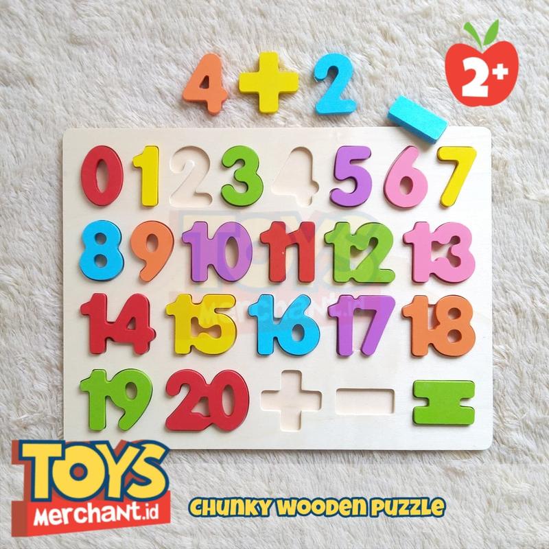 Chunky Wooden Puzzle Number/Mainan Kayu Angka/Edukasi Anak/Nomor Warna ...