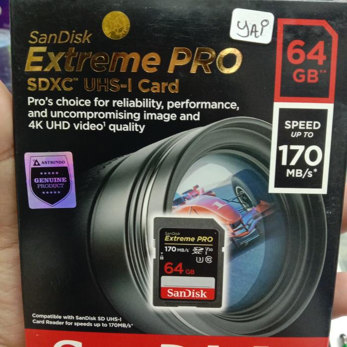 Jual Sandisk Extreme Pro Sd Card 64GB Speed 170 Mbps Original Memory ...