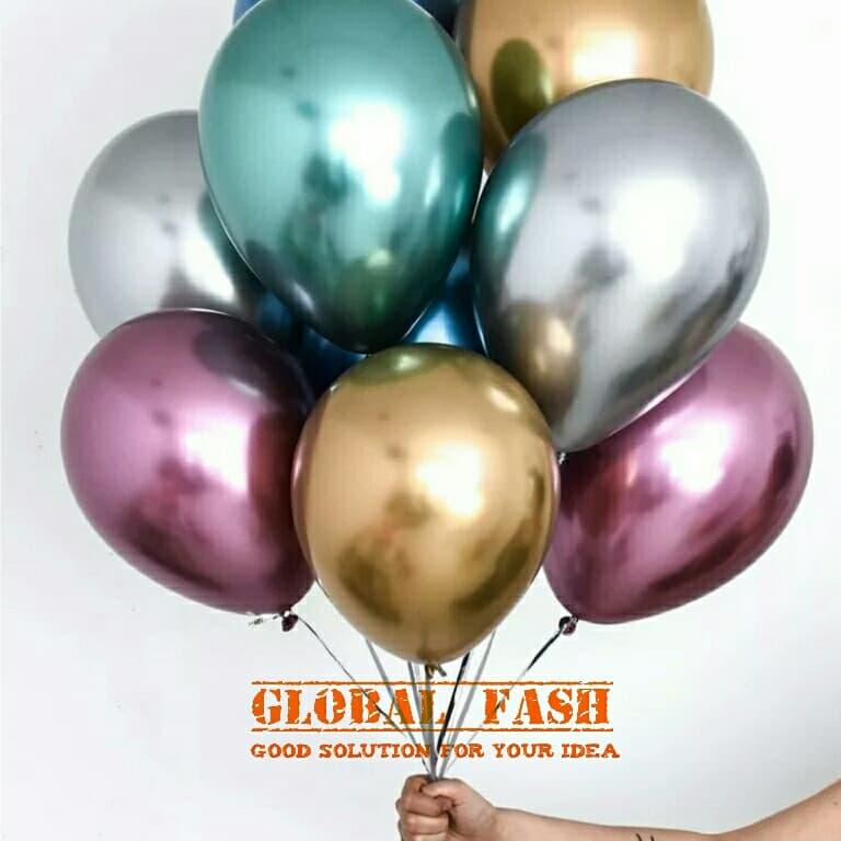 ISI 10 balon metalik Chrome / balon mengkilap / metalic balloon 12 inch ...