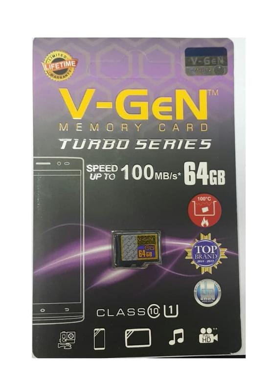 Micro SD V-gen 64GB Turbo Series MicroSD HC Vgen 64 GB Class 10 V GEN ...