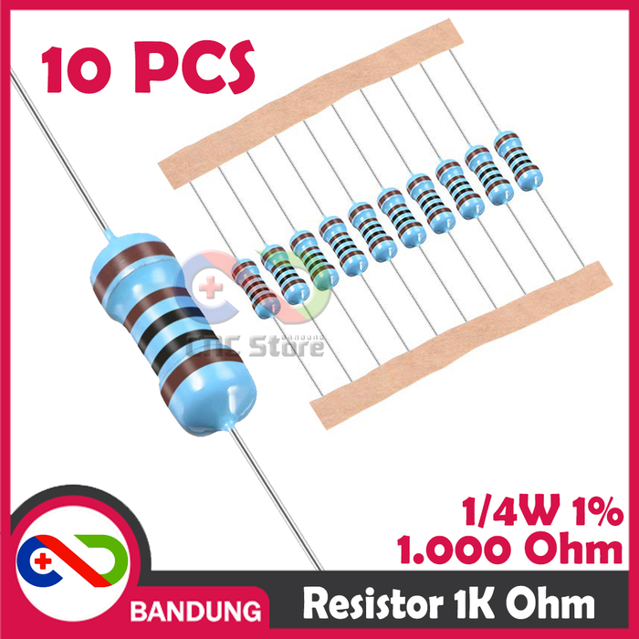 Jual 10x Resistor 1/4W 1% Metal Film | Value 1K, 10K, 220, 330, 4K7, 10 ...