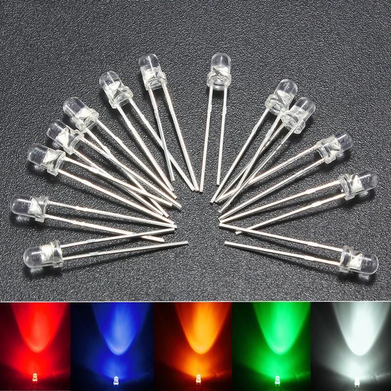 LED 3mm Clear nyala warna putih hijau biru merah kuning - Shop | Tokopedia