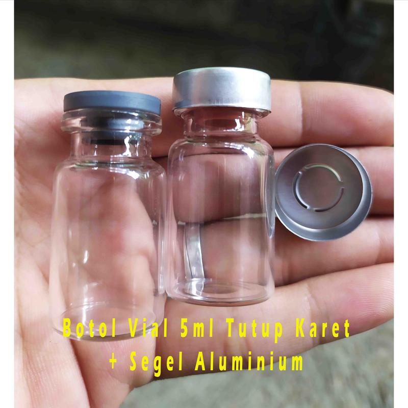 Botol Vial 5ml 5 ml Tutup Karet Silikon + Segel Aluminium - Tester ...