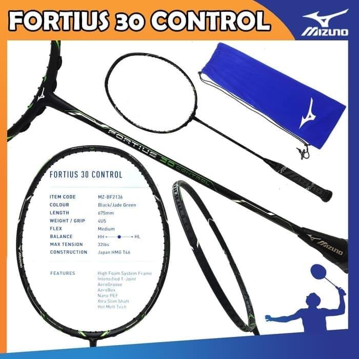 Jual Mizuno Fortius 30 Control Raket Badminton - Black Green ORIGINAL ...