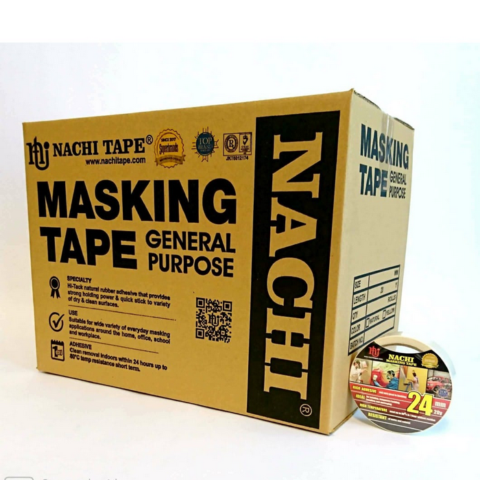 Jual (Dus) Nachi Masking Tape Lakban Kertas Cream 24 mm x 20 Yard - No ...