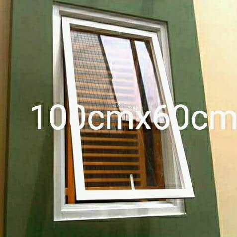 Jual Jendela Aluminium jungkit T 100 cm L 60 cm kaca 5 mm fullset ...