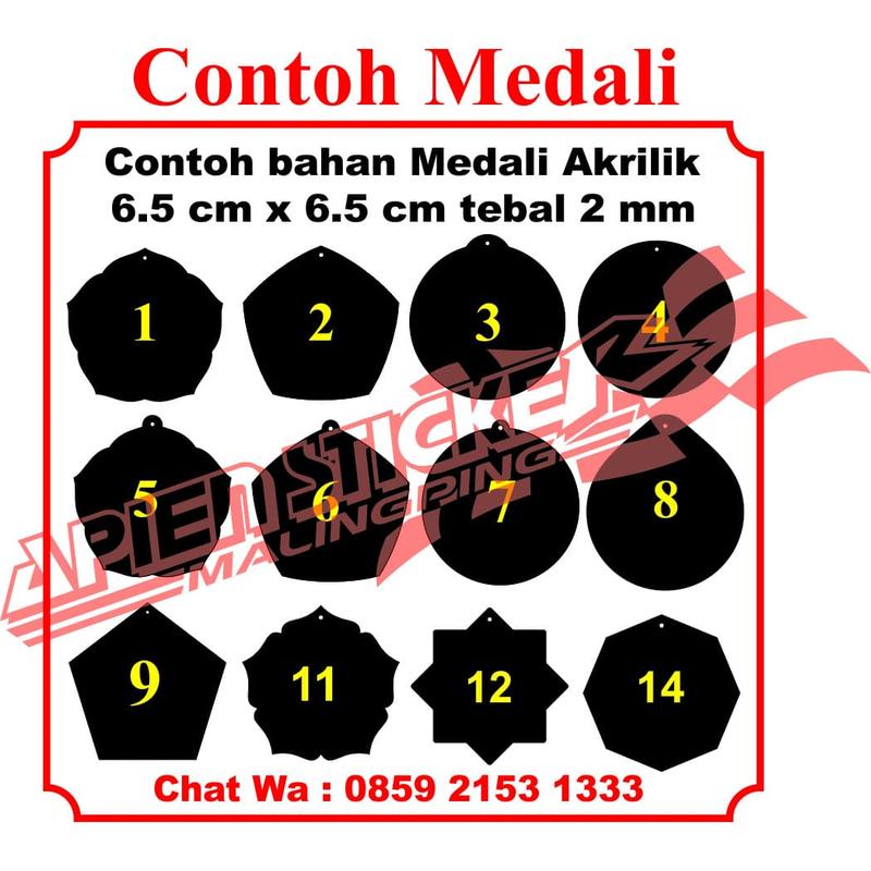 Bahan Medali Akrilik Segi Lima Untuk wisuda 2 mm Uk 6.5 cm x - Shop ...