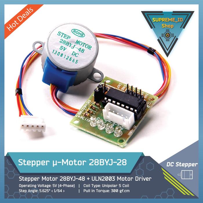 Jual 28BYJ-28 Stepper Micro Mini DC Motor + PCB Driver Stabilizer ...