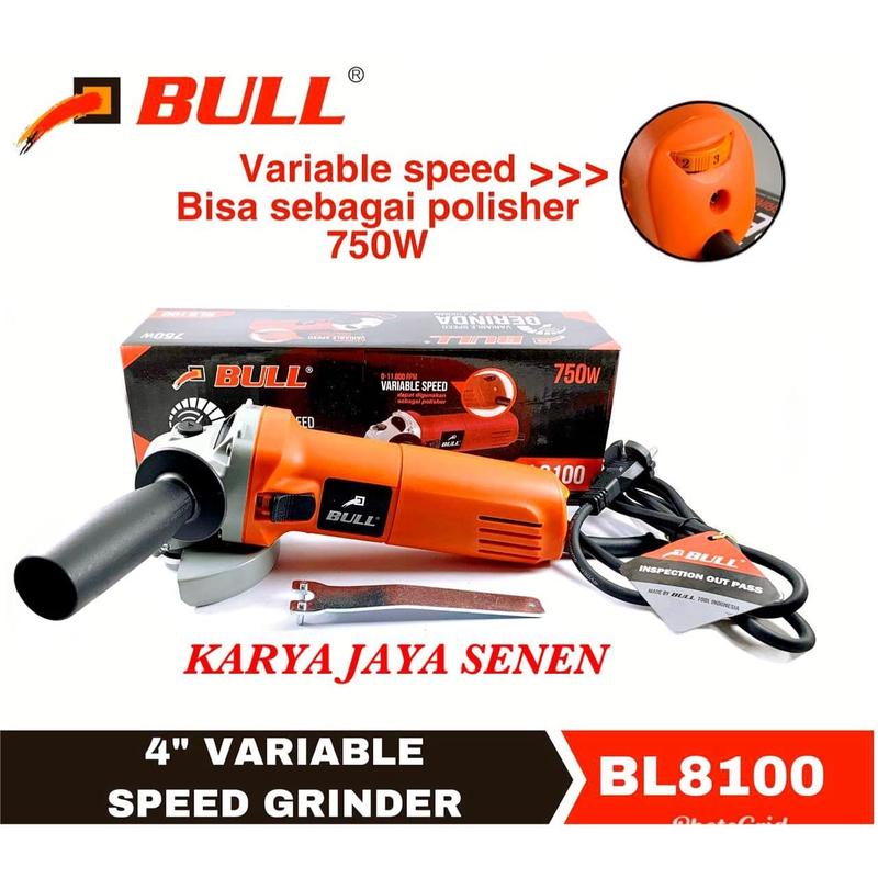 Variable Speed Angle Grinder 4" BULL Mesin Gerinda Tangan BL8100 - Shop ...