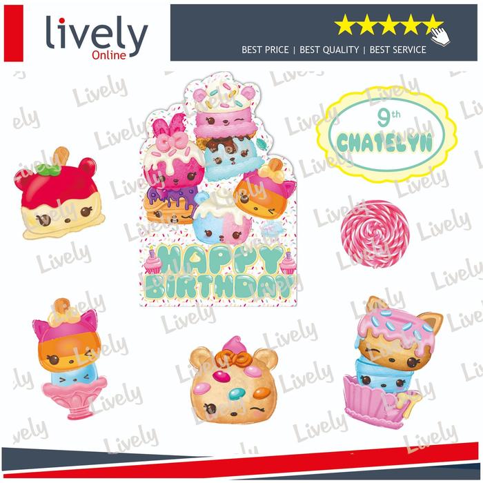 Jual Cake Topper KarakterHiasan HBD happybirthday Custom Nama NUM NOMS ...