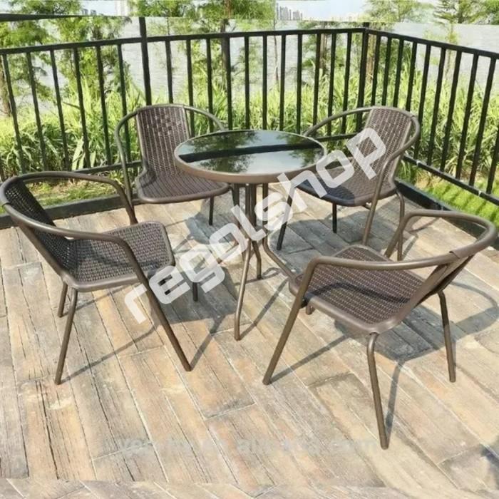 Set Meja Teras / Meja Tamu 1 Meja Dan 4 Kursi - Hitam - Shop | Tokopedia